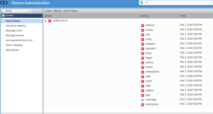 Fix Zimbra failed services showing on the web dashboard