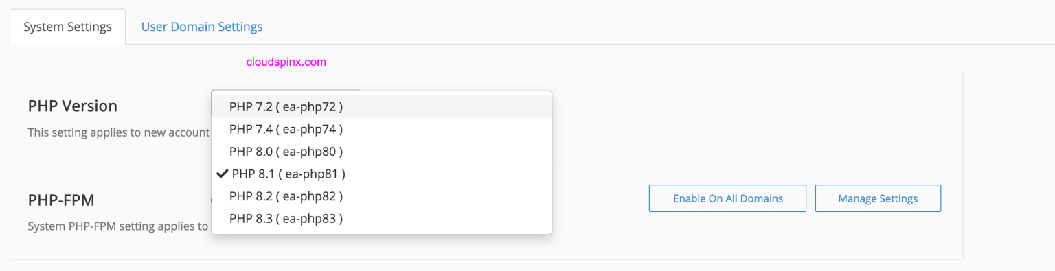 How To Install Multiple PHP versions on cPanel - CloudSpinx