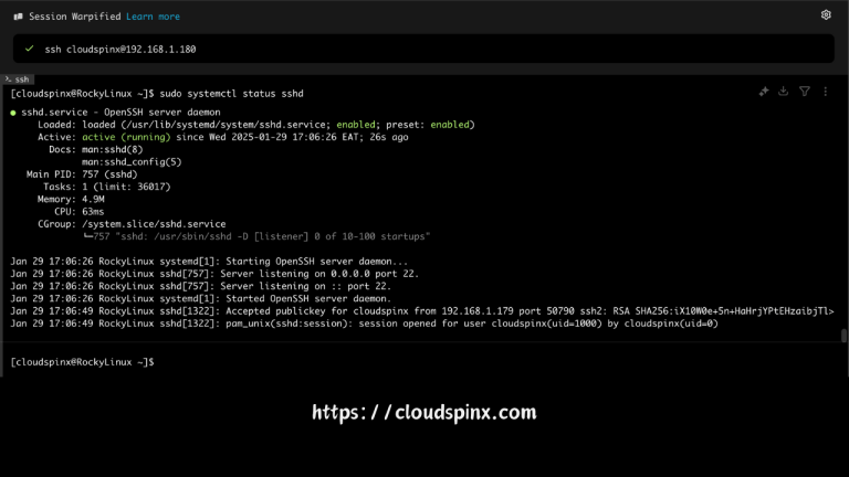 Configure SSH Server on Rocky Linux 9 / AlmaLinux 9 - CloudSpinx