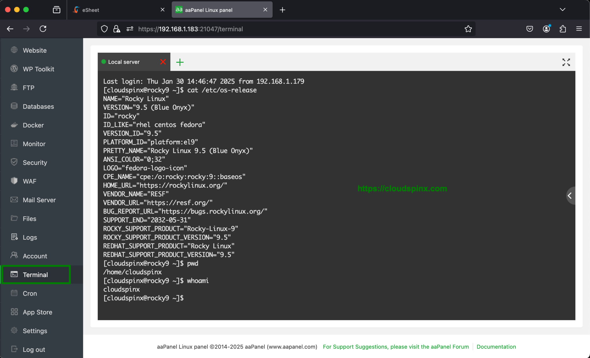 Install and Use aaPanel on Rocky Linux 9 | AlmaLinux 9 - CloudSpinx