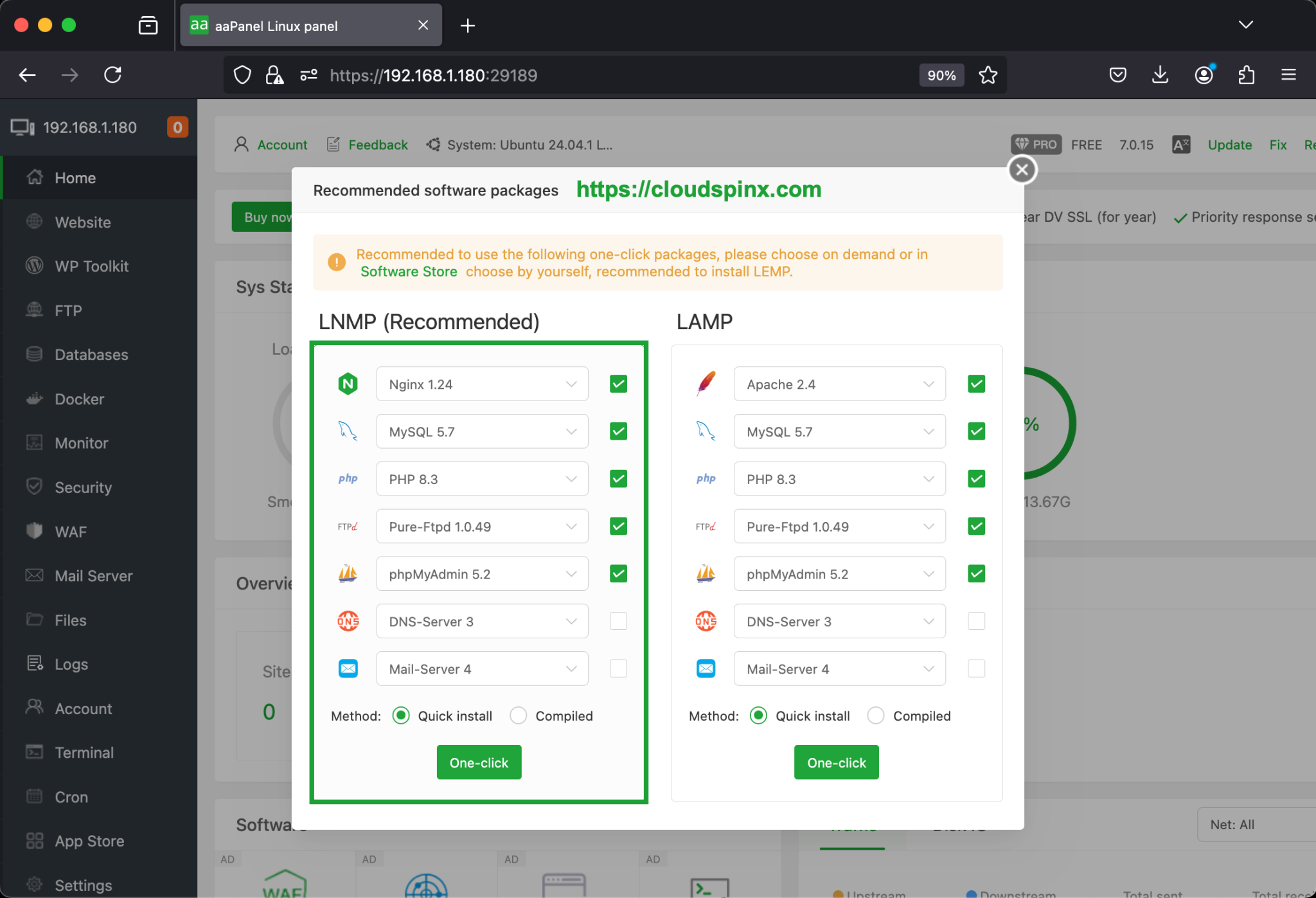 Install and Use aaPanel on Ubuntu 24.04 | 22.04 - CloudSpinx