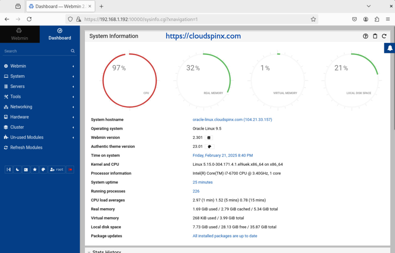 Install Webmin on AlmaLinux 9 or Oracle Linux 9 - CloudSpinx