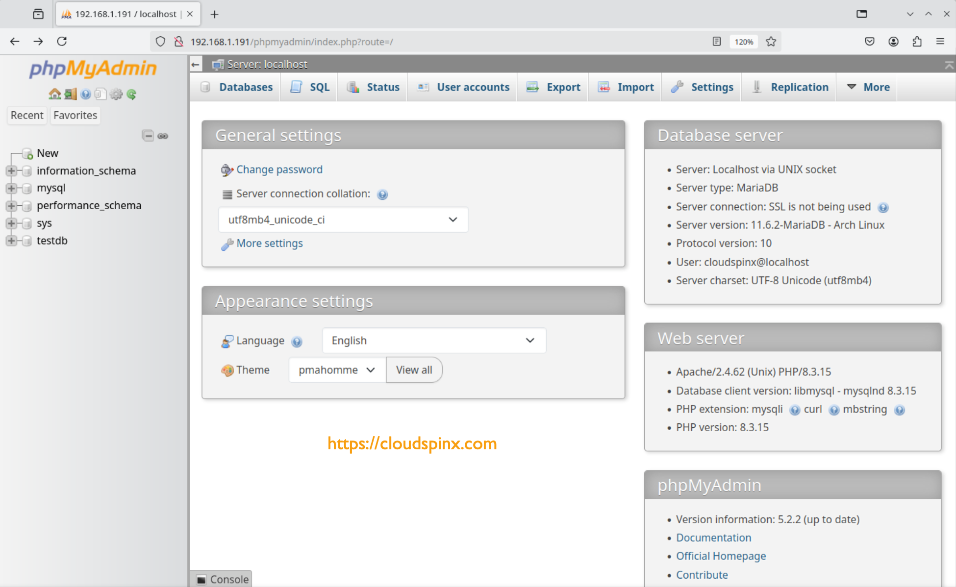 Install phpMyAdmin on Arch | Manjaro | Garuda Linux - CloudSpinx