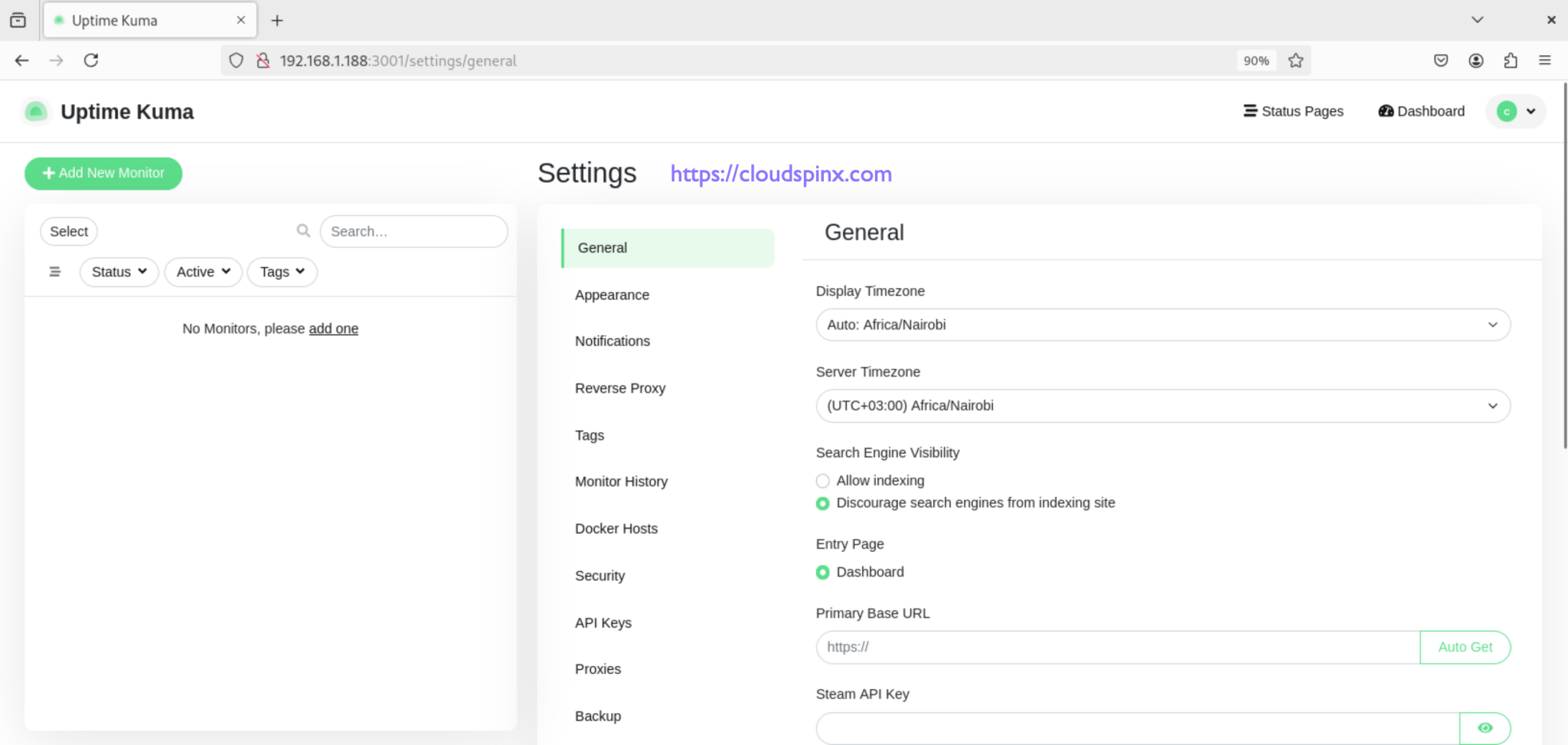 Run Kuma Self-hosted Uptime Robot in Docker Container - CloudSpinx