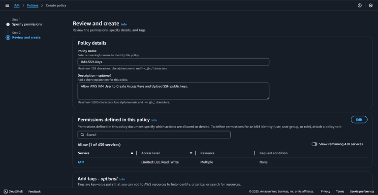 Allow AWS IAM User to Create Access Keys and Upload SSH public keys ...