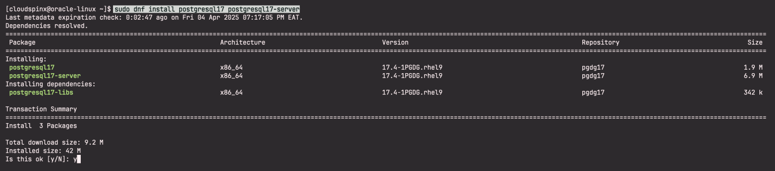 How To Install PostgreSQL 17 on Oracle Linux 9 - CloudSpinx