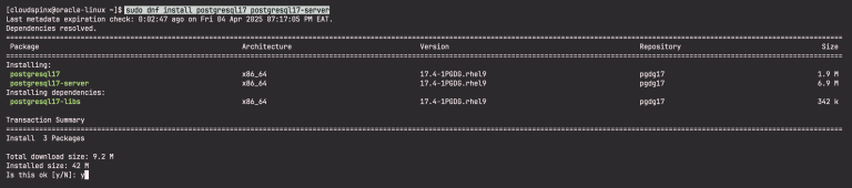 How To Install PostgreSQL 17 on Oracle Linux 9 - CloudSpinx