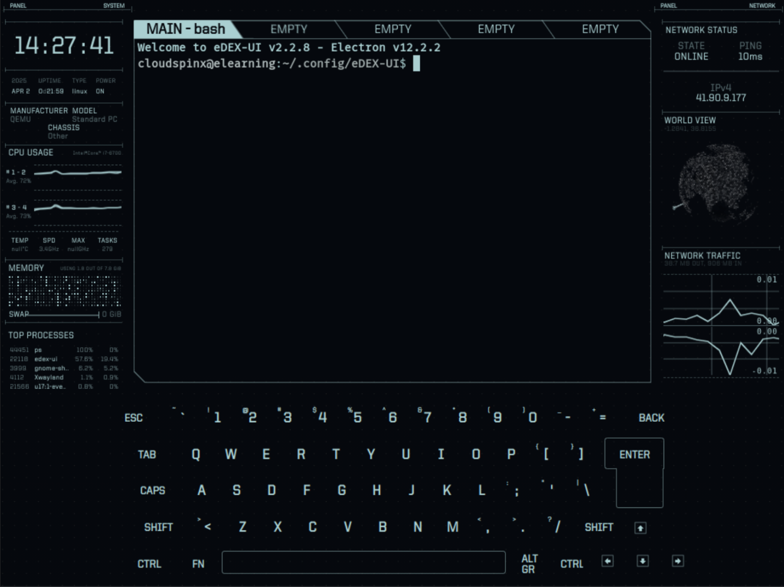 How To Install eDEX-UI terminal emulator on Linux Mint - CloudSpinx
