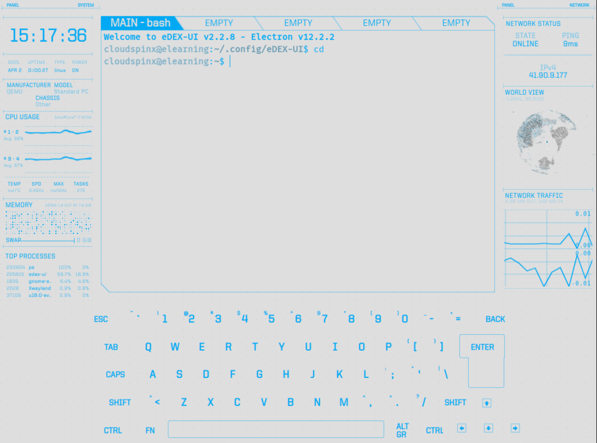 How To Install eDEX-UI terminal emulator on Linux Mint - CloudSpinx