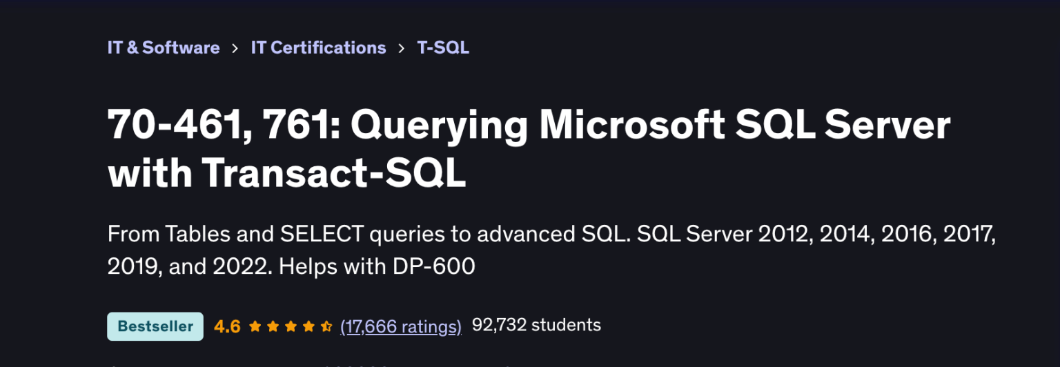 Best Microsoft SQL Database Video Courses For 2025 - CloudSpinx