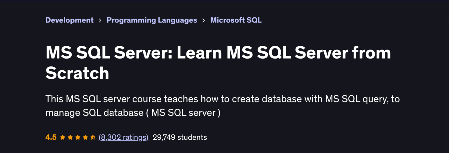 Best Microsoft SQL Database Video Courses For 2025 - CloudSpinx