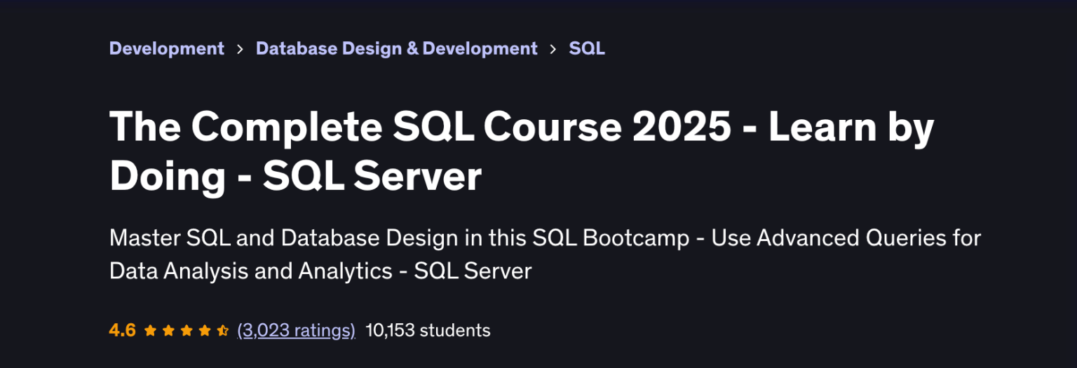 Best Microsoft SQL Database Video Courses For 2025 - CloudSpinx