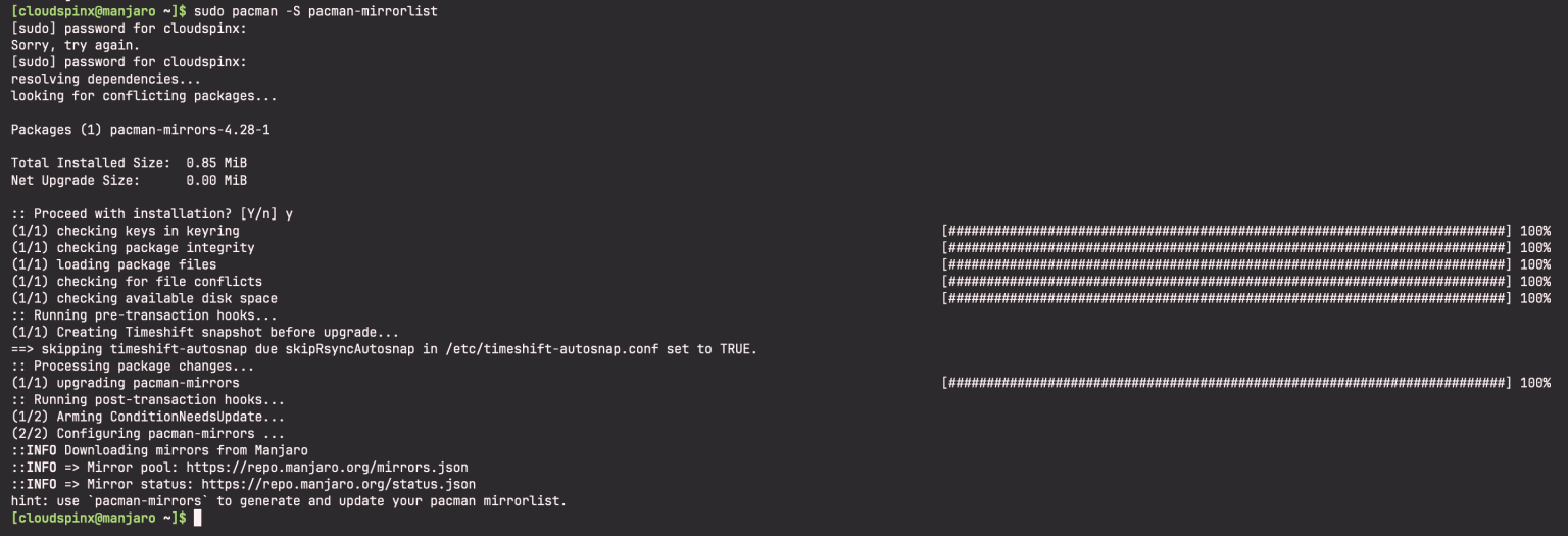 Generate Mirrorlist on Manjaro | Arch Linux based on Country - CloudSpinx