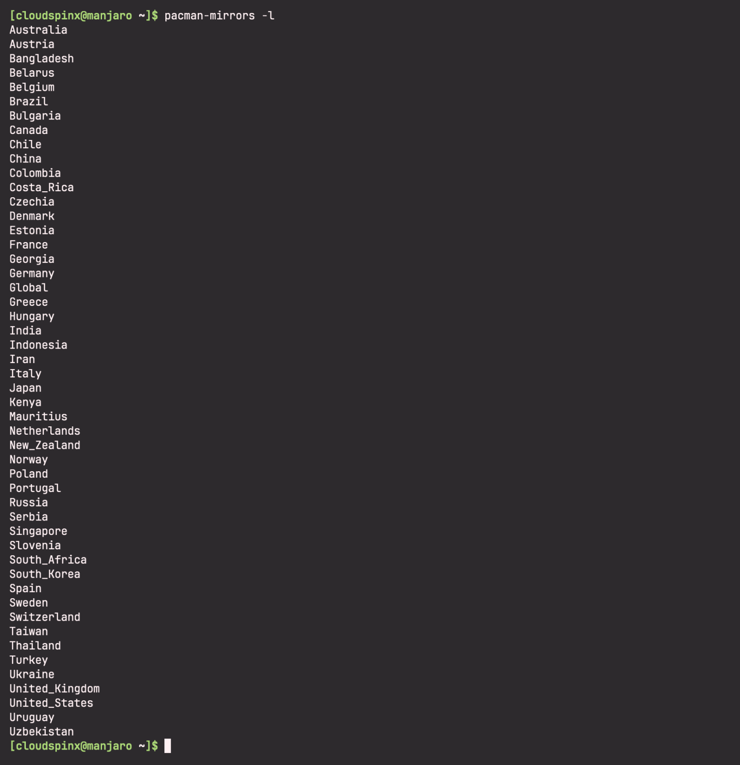 Generate Mirrorlist on Manjaro | Arch Linux based on Country - CloudSpinx