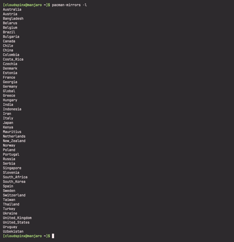 Generate Mirrorlist on Manjaro | Arch Linux based on Country - CloudSpinx