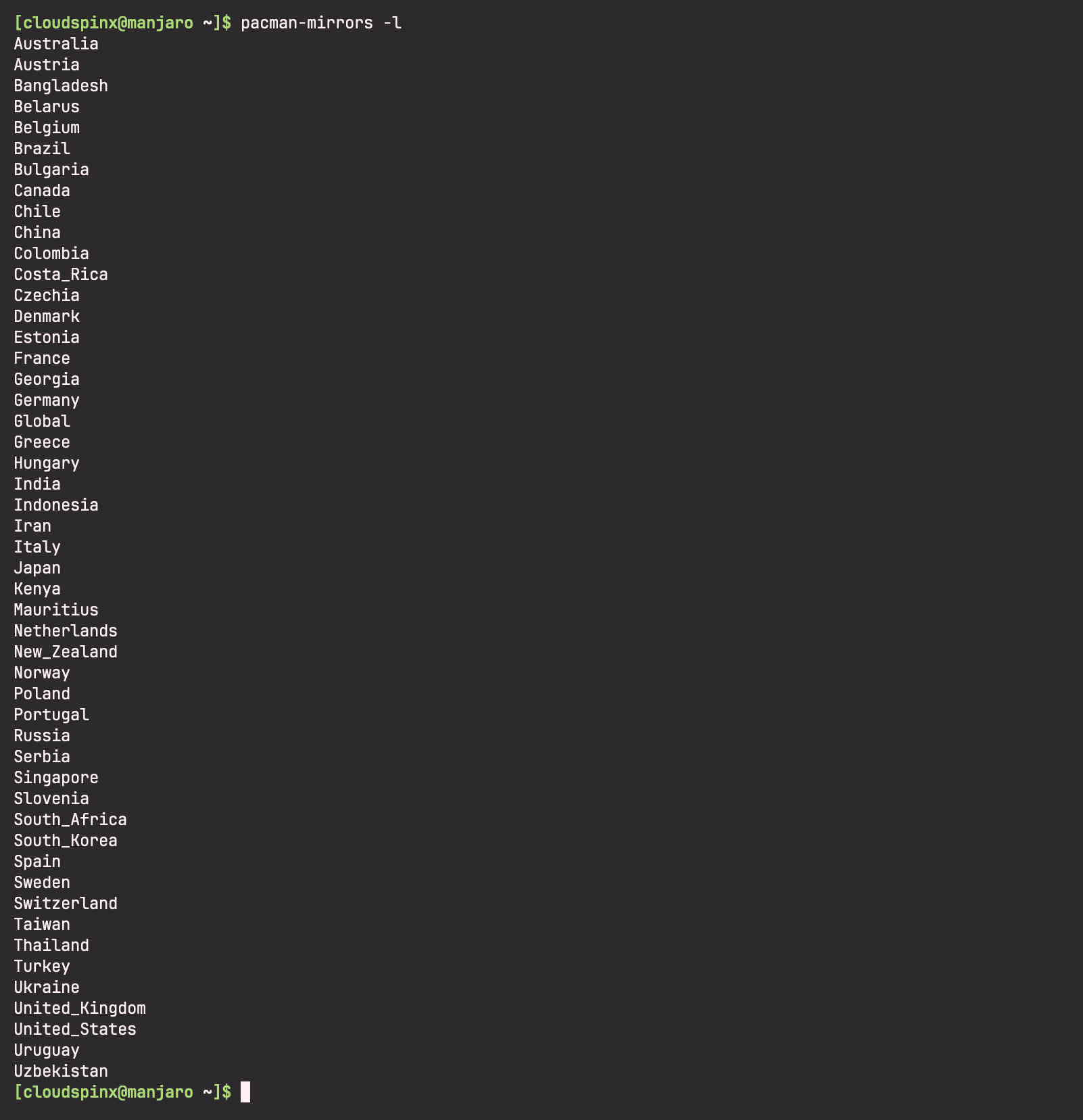 Generate Mirrorlist on Manjaro | Arch Linux based on Country - CloudSpinx