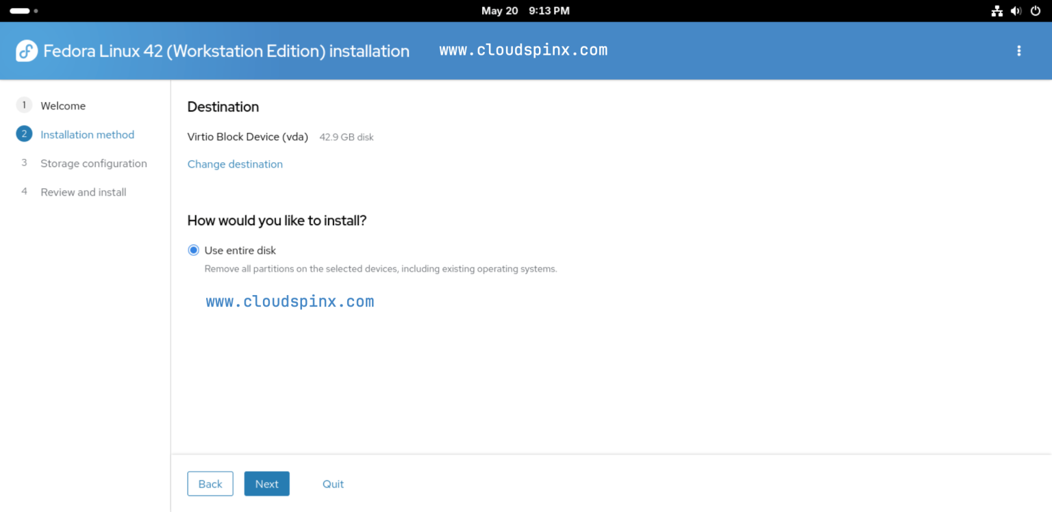 Installing Fedora 42-Step-by-Step Guide With Screenshots - CloudSpinx