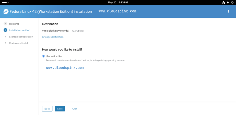 Installing Fedora 42-Step-by-Step Guide With Screenshots - CloudSpinx