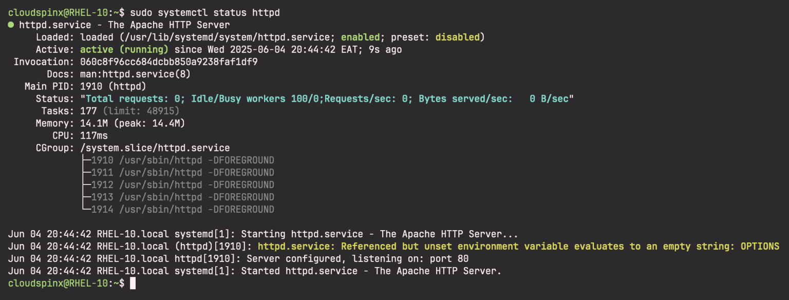 How to Install LAMP Stack on RHEL 10 | CentOS Stream 10 - CloudSpinx