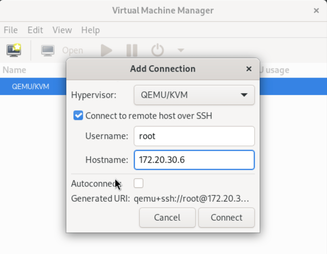 Connect to Remote KVM Host using Virsh / Virt-Manager - CloudSpinx
