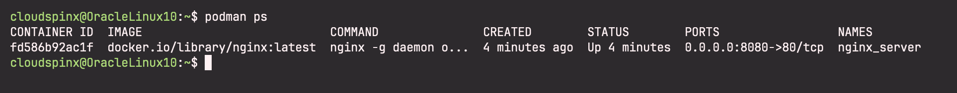 How To Install Podman on Oracle Linux 10 / RHEL 10 - CloudSpinx
