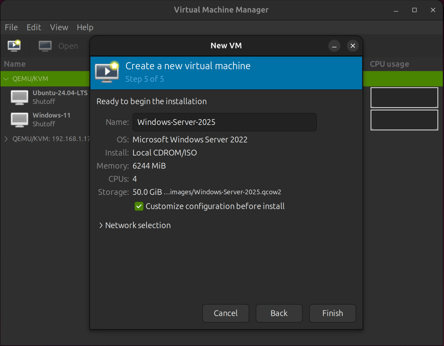Windows Server 2025 Installation on KVM with Virt-Manager - CloudSpinx